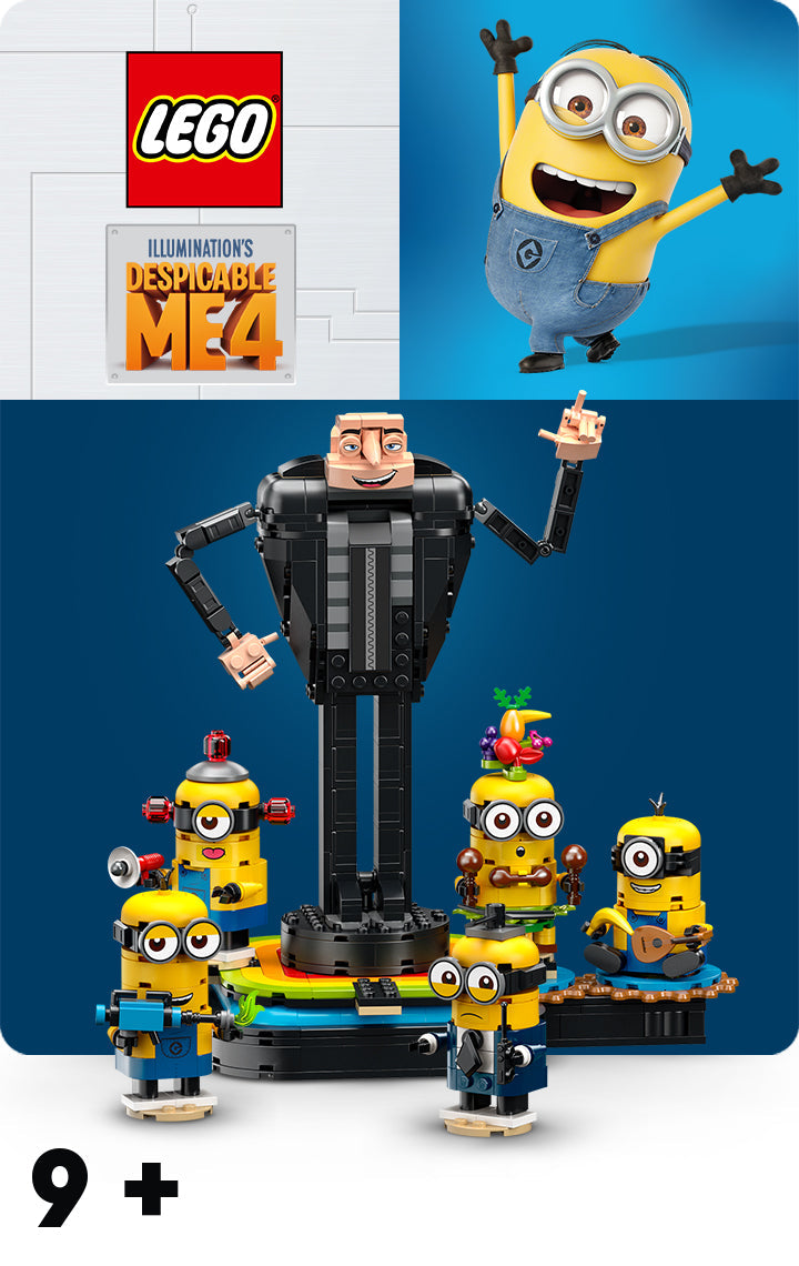 Moving Minion film toy characters and buildable Gru figure – Box Of Bricks